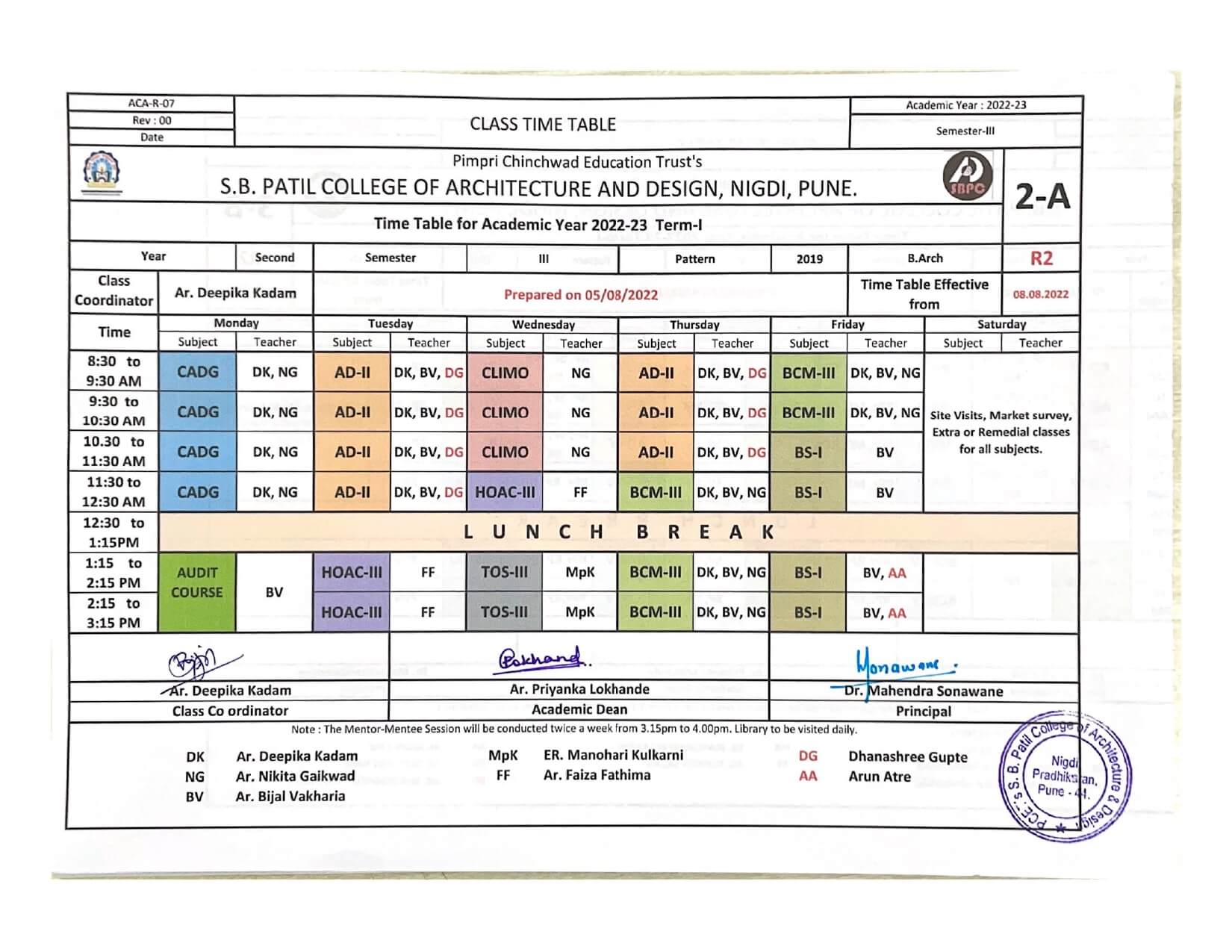 Download - Time Table of The Current Year Academics | S. B. Patil ...