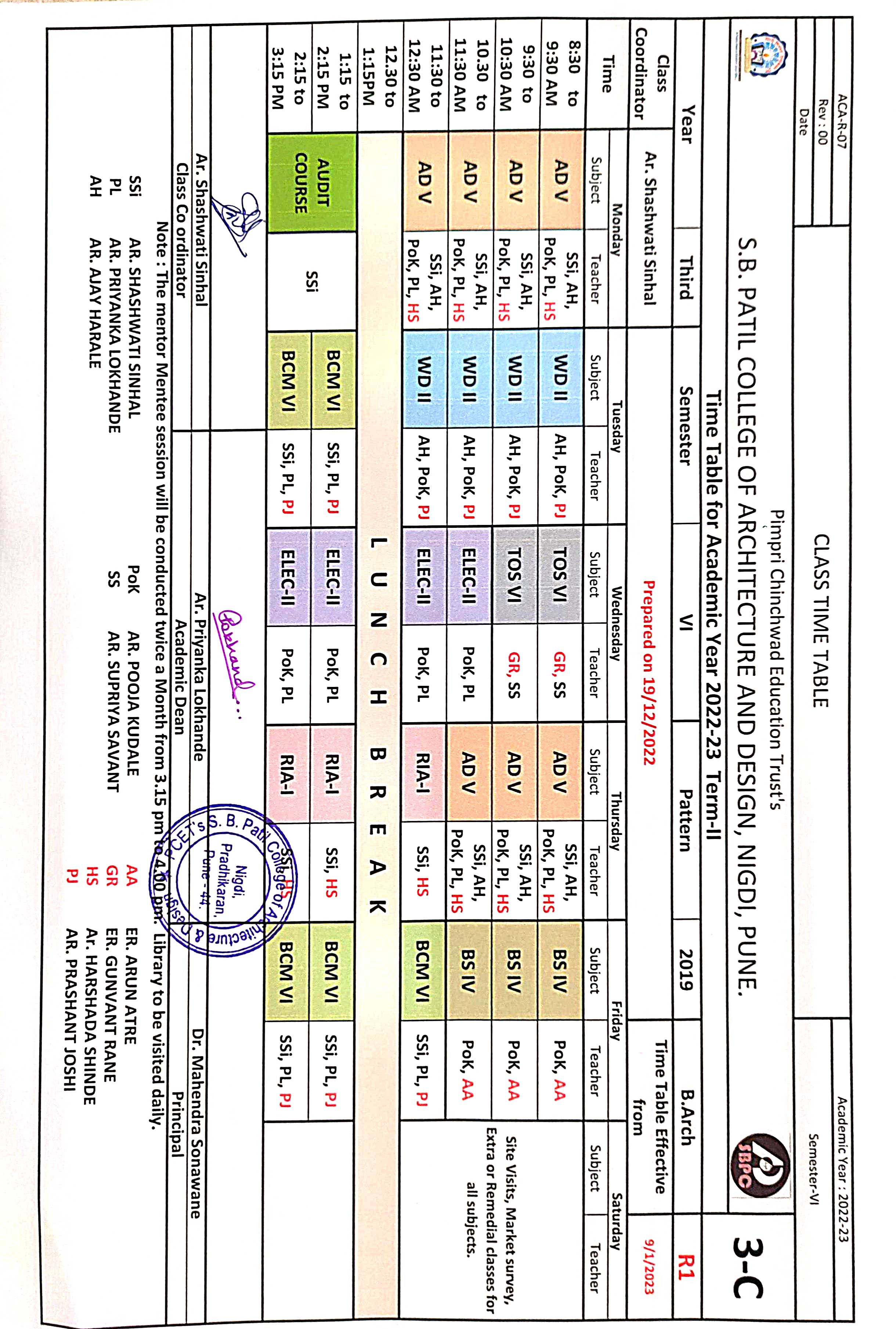 Download - Time Table of The Current Year Academics | S. B. Patil ...